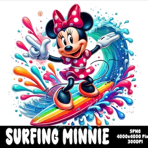 5 PNG Surfing Minnie Png Mouse Splash and Watercolor Png Minnie ...