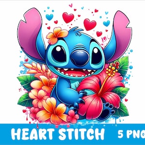 Heart Stitch 5 PNG Heart and Flower Stitch Splash and Watercolor Png ...