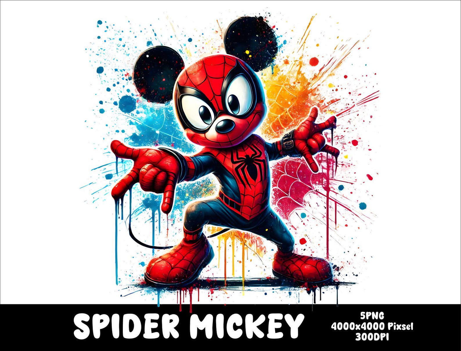 5 PNG Superhero Mickey Png Spider Hero Mouse Splash and Watercolor Png ...