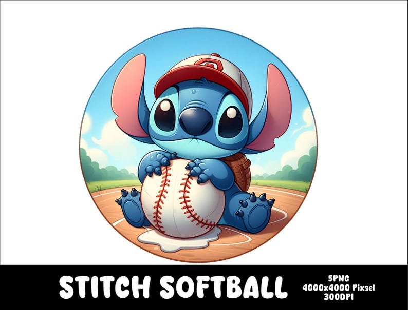 5 PNG Stitch Softball Splash and Watercolor Transparent PNG File for ...