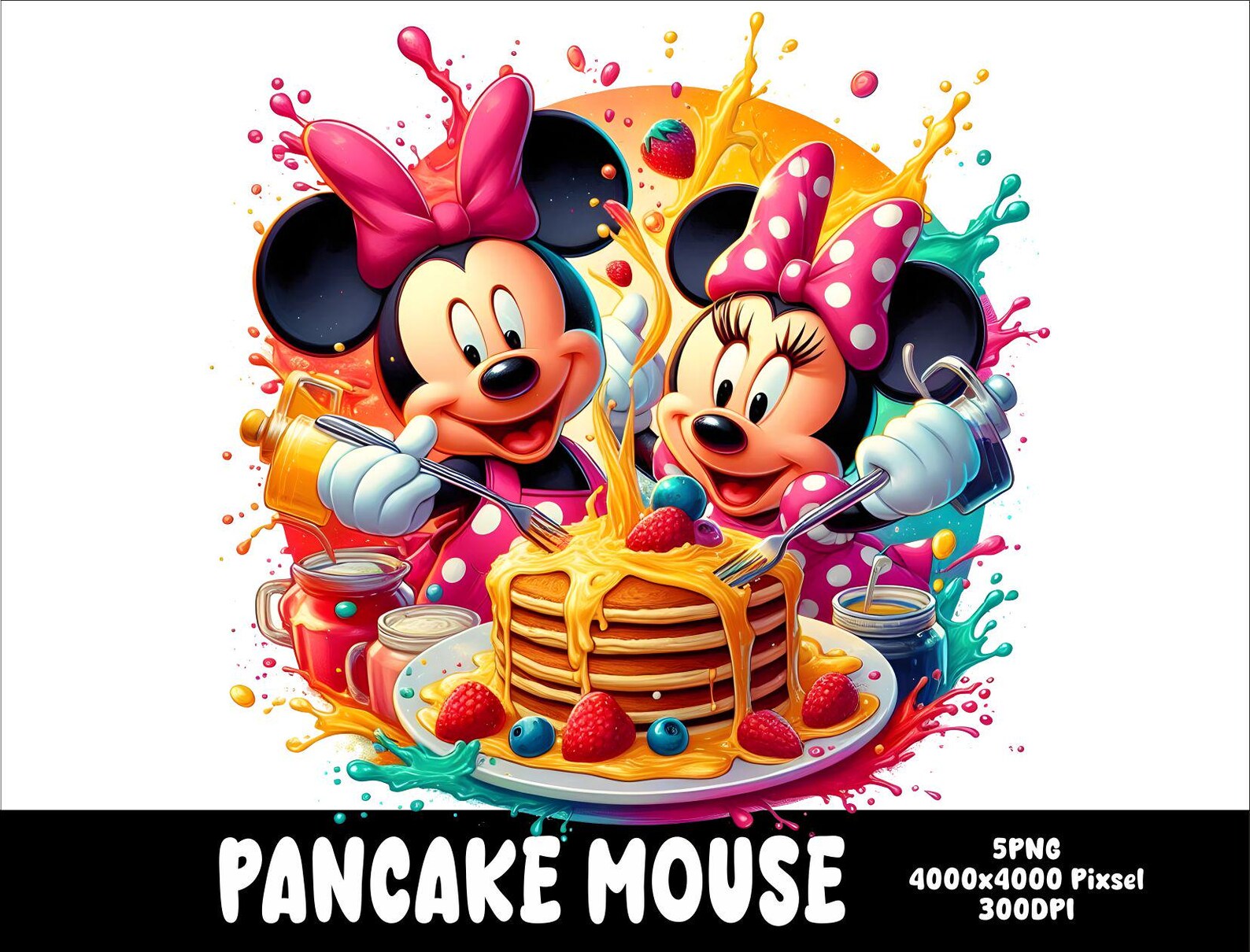 5 PNG Pancake Mickey and Minnie Png Stitch Splash and Watercolor Png ...