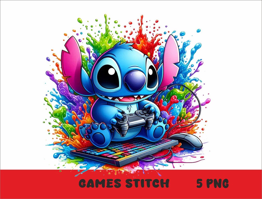 Gamer Stitch 5 PNG Gamerv Stitch Splash and Watercolor Png Stitch ...