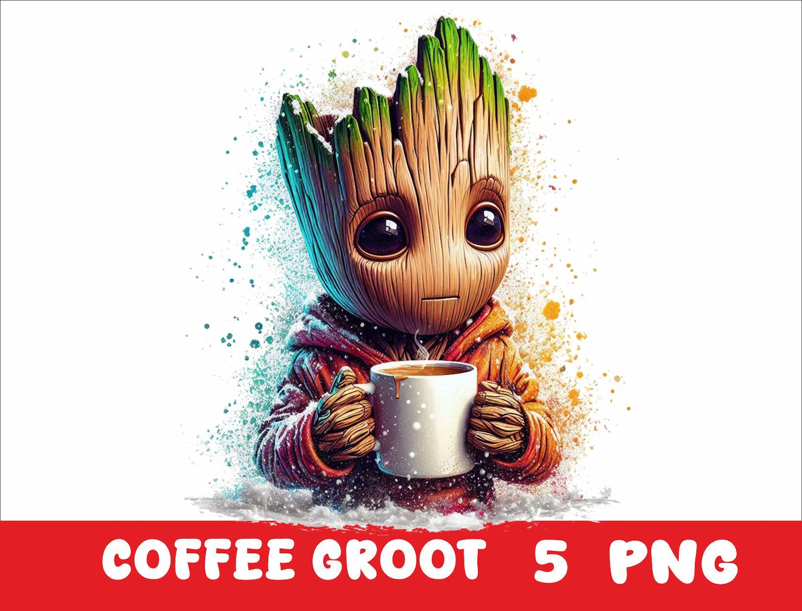 Coffee Superhero 5 PNG Superhero Splash and Watercolor Png Coffee ...