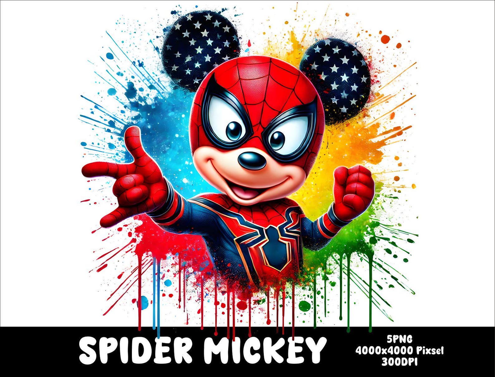 5 PNG Superhero Mickey Png Spider Hero Mouse Splash and Watercolor Png ...