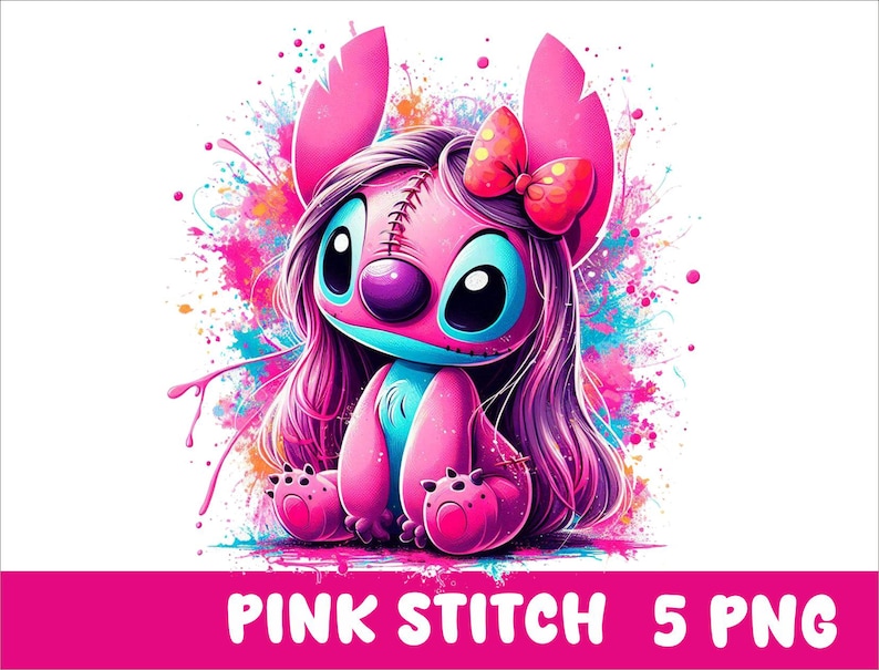 Pink Stitch 5 PNG Stitch Splash and Watercolor Png Pink Stitch ...