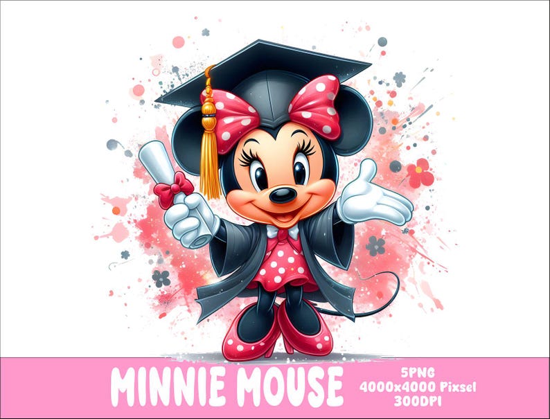5 PNG Graduate Minnie Png Mouse Splash and Watercolor Png Minnie ...