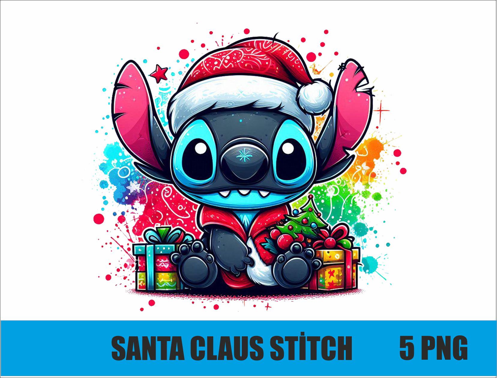 Santa Claus Stitch 5 PNG Chirstmas Stitch Splash and Watercolor Png ...