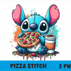Hungry Stitch 5 PNG Pizza Stitch Splash and Watercolor Png Stitch ...