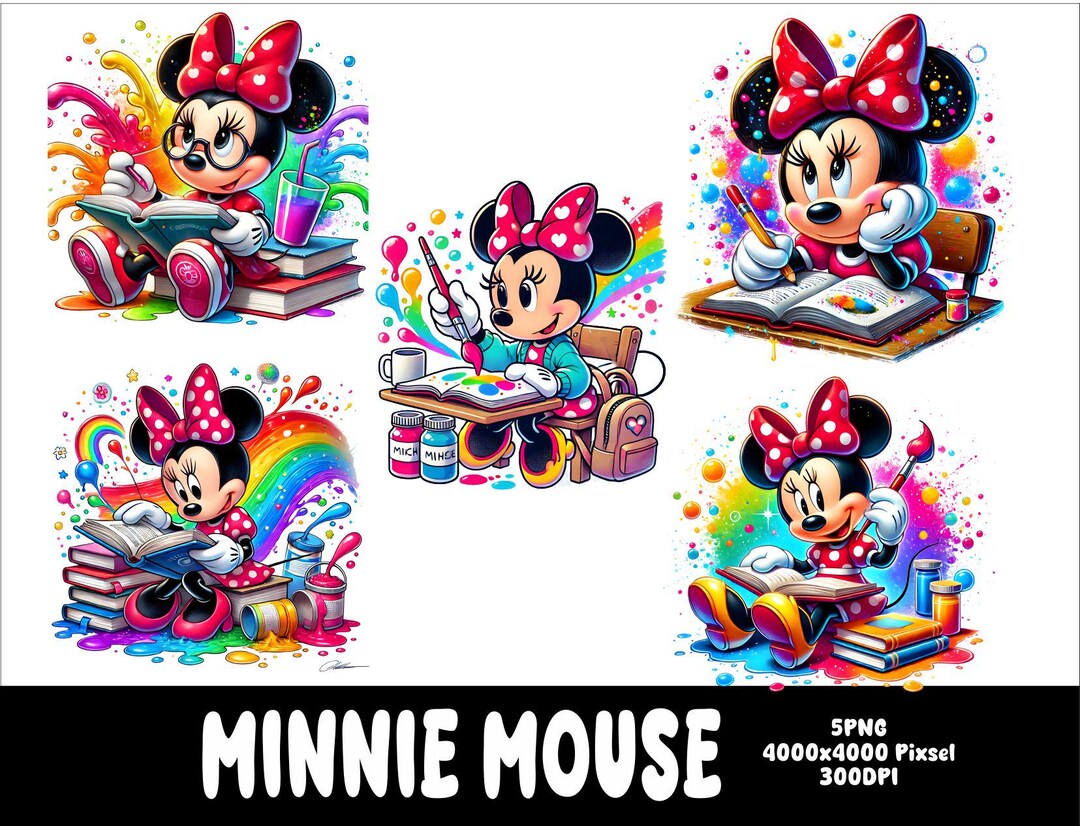 Minnie 5 PNG Scool Mouse Splash and Watercolor Png Minnie Transparent ...
