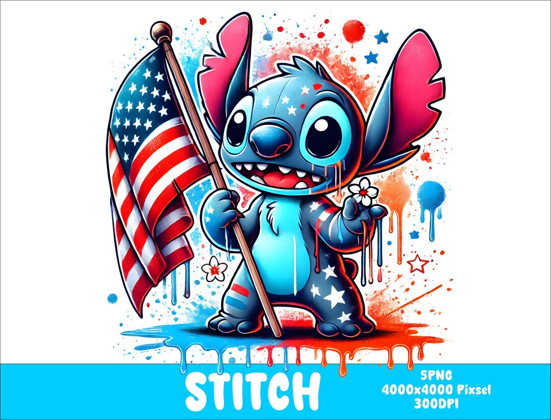 Usa Flag Stitch 5 PNG American Stitch Splash and Watercolor Png Stitch ...