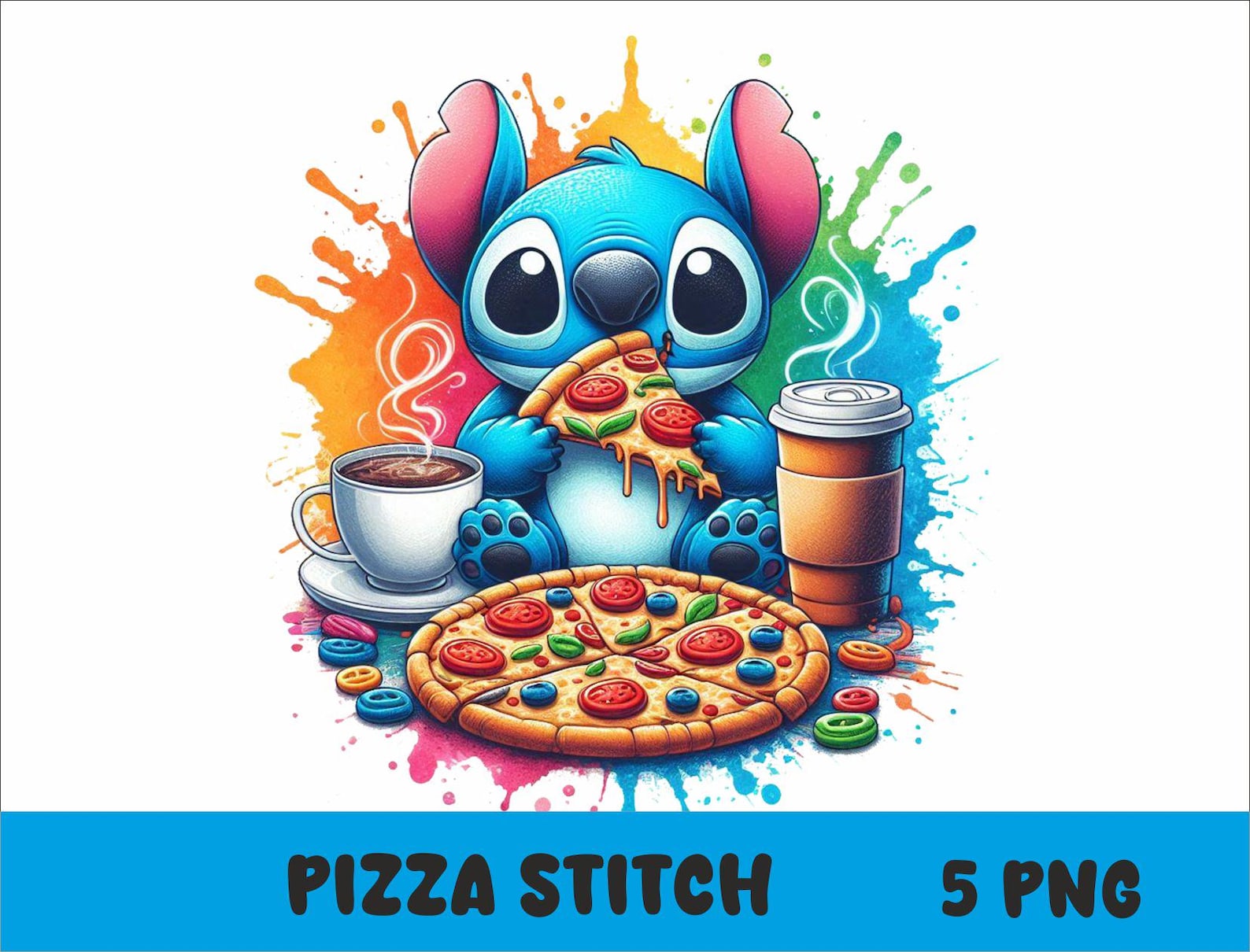 Hungry Stitch 5 PNG Pizza Stitch Splash and Watercolor Png Stitch ...