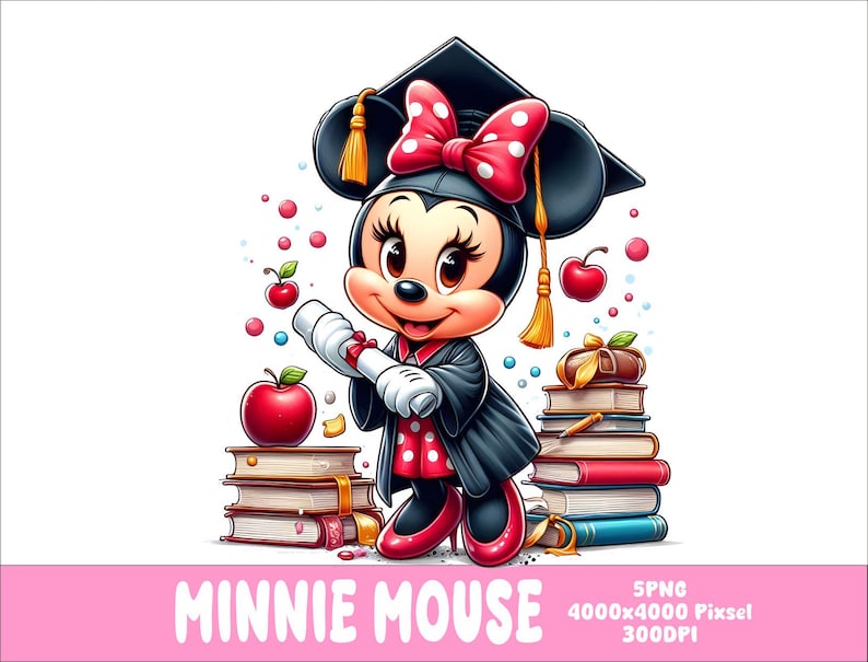 5 PNG Graduate Minnie Png Mouse Splash and Watercolor Png Minnie ...