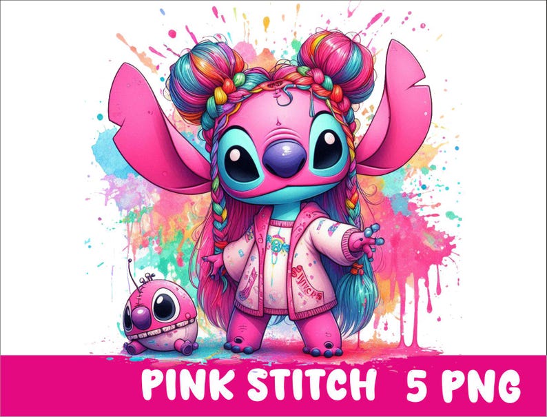 Pink Stitch 5 PNG Stitch Splash and Watercolor Png Pink Stitch ...