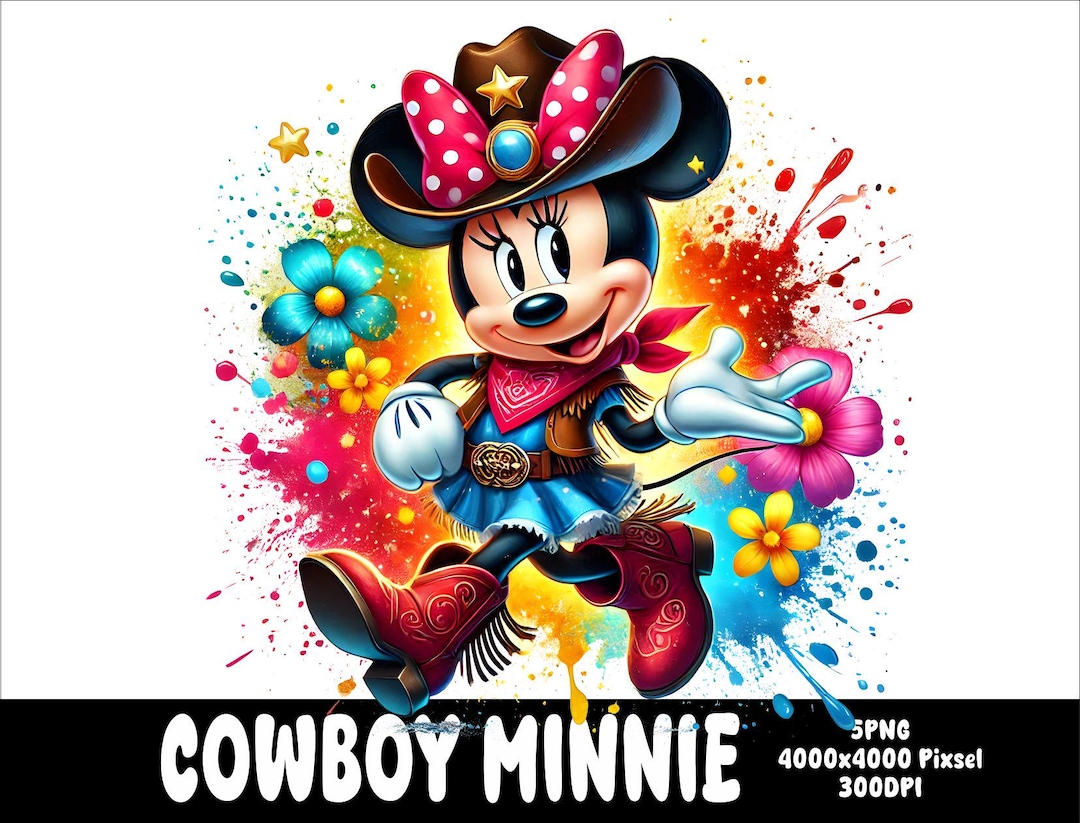 5 PNG Cowboy Minnie Png Mouse Splash and Watercolor Png Minnie ...
