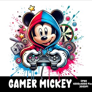 5 PNG Gamer Mickey Png Stitch Splash and Watercolor Png Gamer Mickey ...