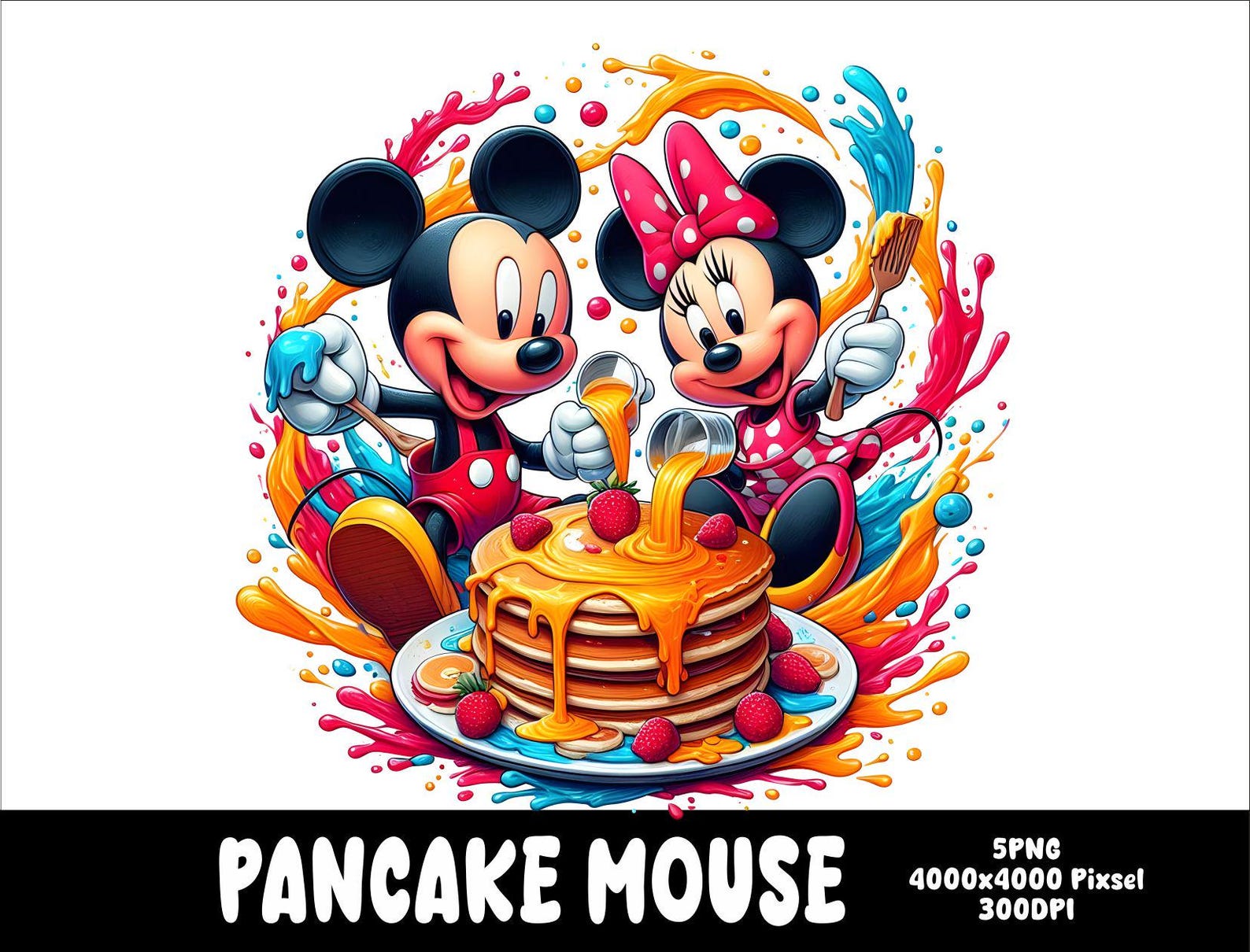 5 PNG Pancake Mickey and Minnie Png Stitch Splash and Watercolor Png ...