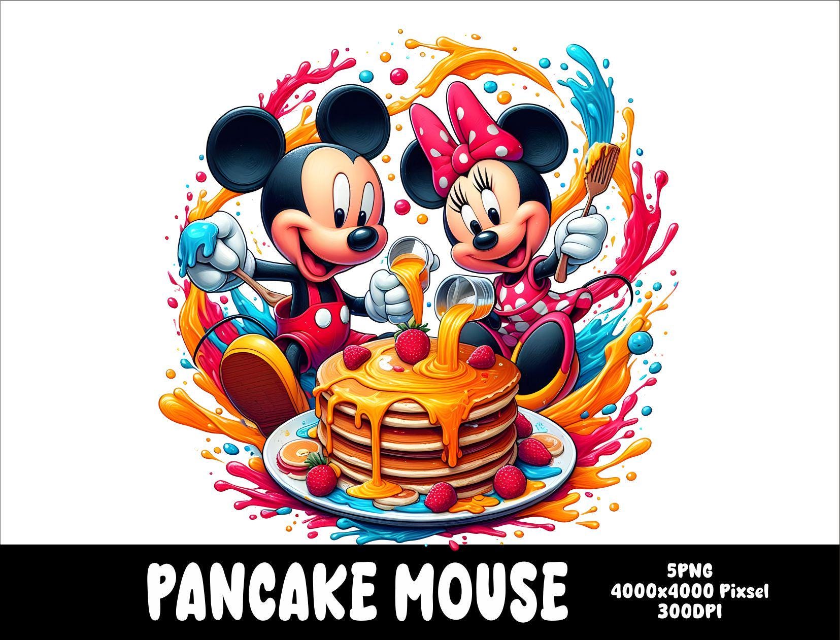 5 PNG Pancake Mickey and Minnie Png Stitch Splash and Watercolor Png ...