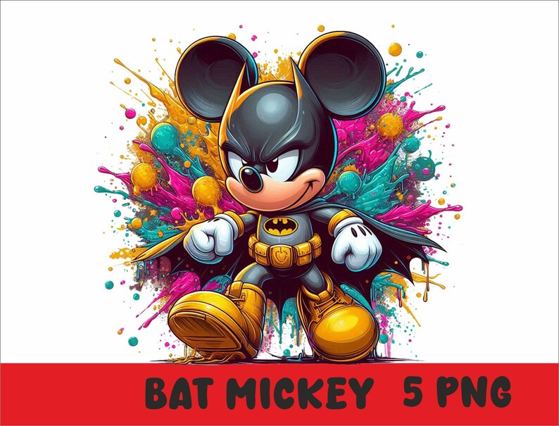 Bat Hero Mickey 5 PNG Bat Mickey Splash and Watercolor Png Superhero ...