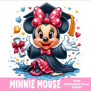5 PNG Graduate Minnie Png Mouse Splash and Watercolor Png Minnie ...