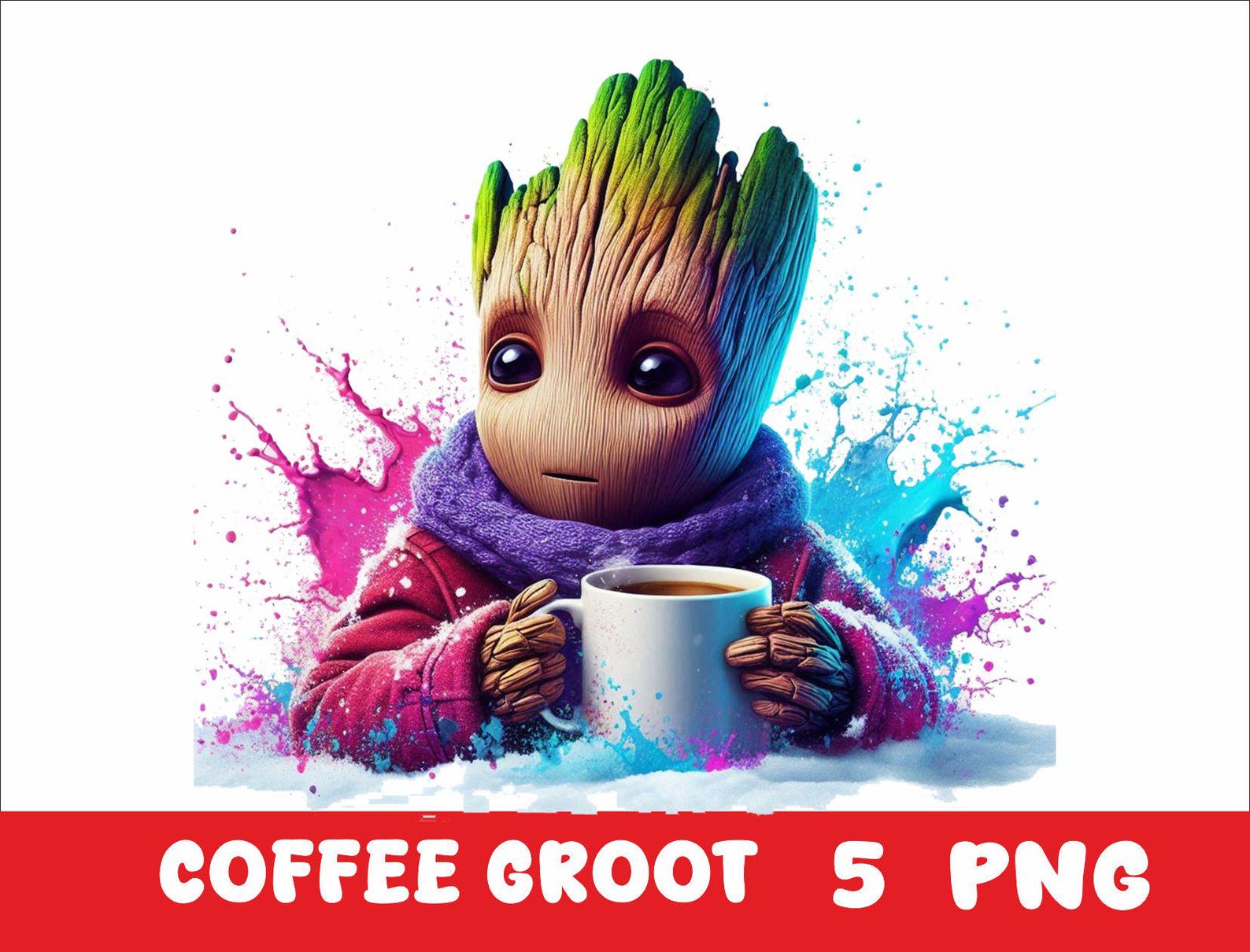 Coffee Superhero 5 PNG Superhero Splash and Watercolor Png Coffee ...