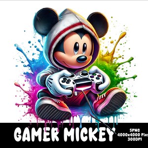 5 PNG Gamer Mickey Png Stitch Splash and Watercolor Png Gamer Mickey ...