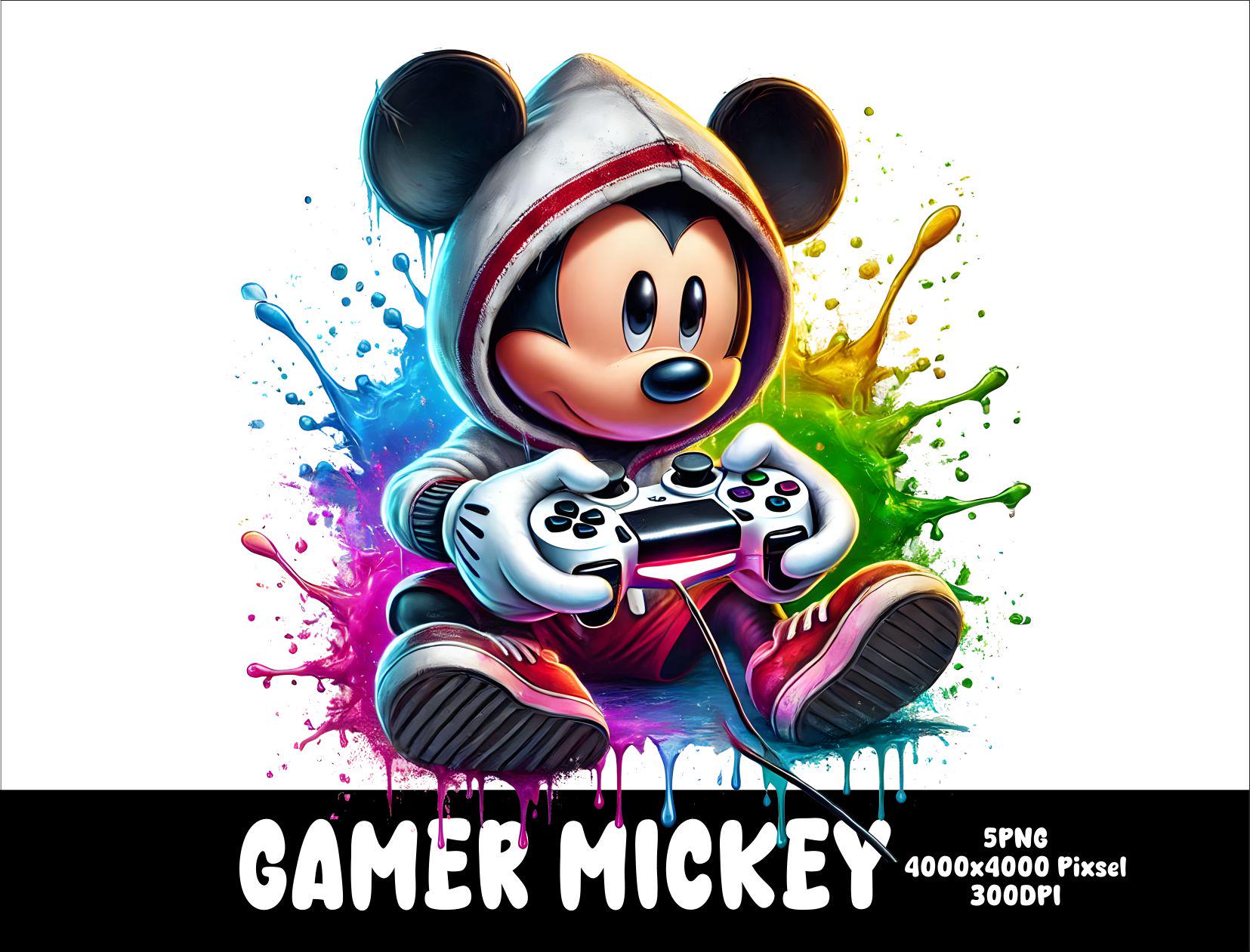 5 PNG Gamer Mickey Png Stitch Splash and Watercolor Png Gamer Mickey ...