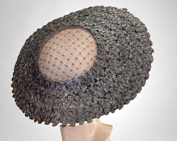 1940’s Raffia Yellow and Brown Halo Hat by Milgrim - Etsy