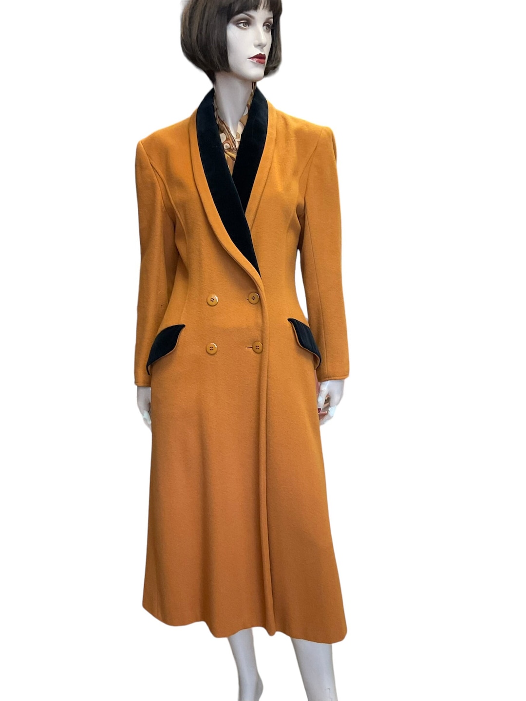 1980s Ochre Wool Coat by Feminella Size Uk 12 36/38" Bust 34" Waist - Etsy