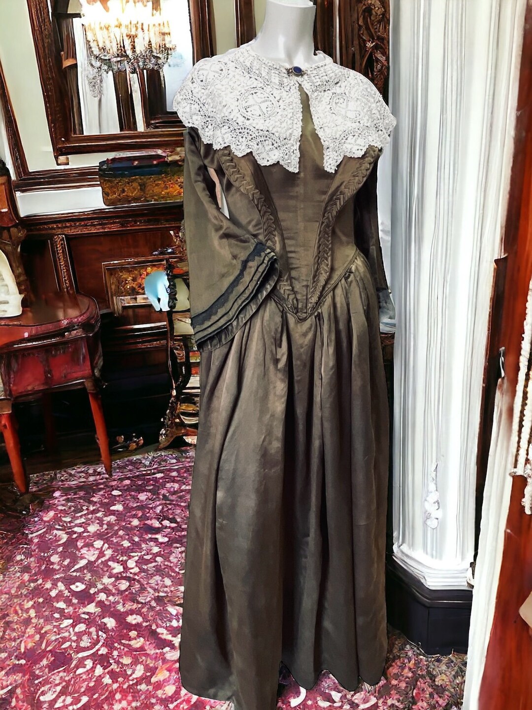 Antique Victorian Silk Gown 1840s - Etsy