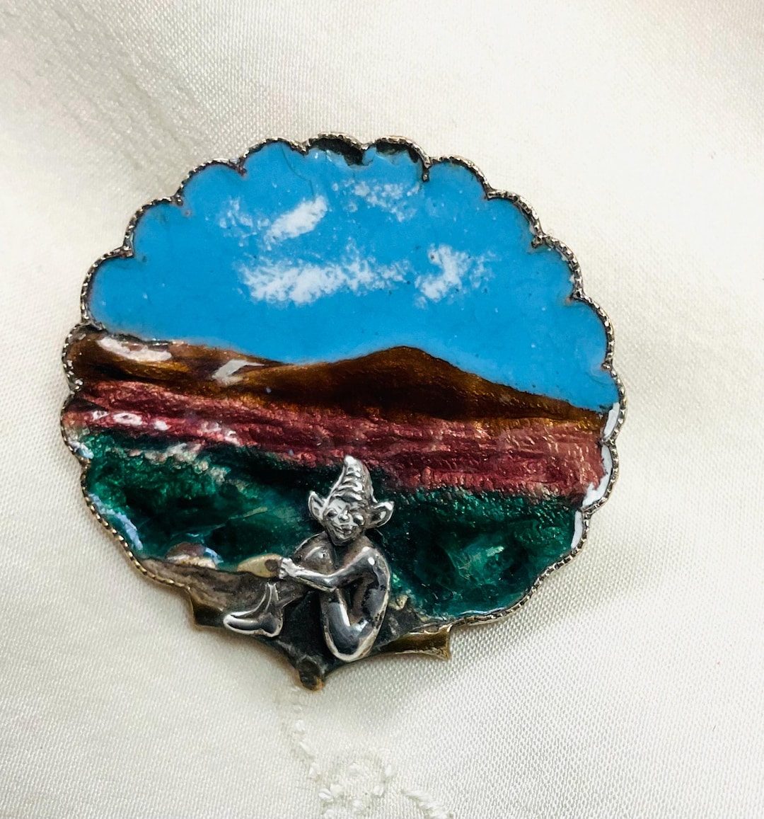 1920/30’s Silver and Enamel Pixie Brooch Attributed to Bernard Instone ...