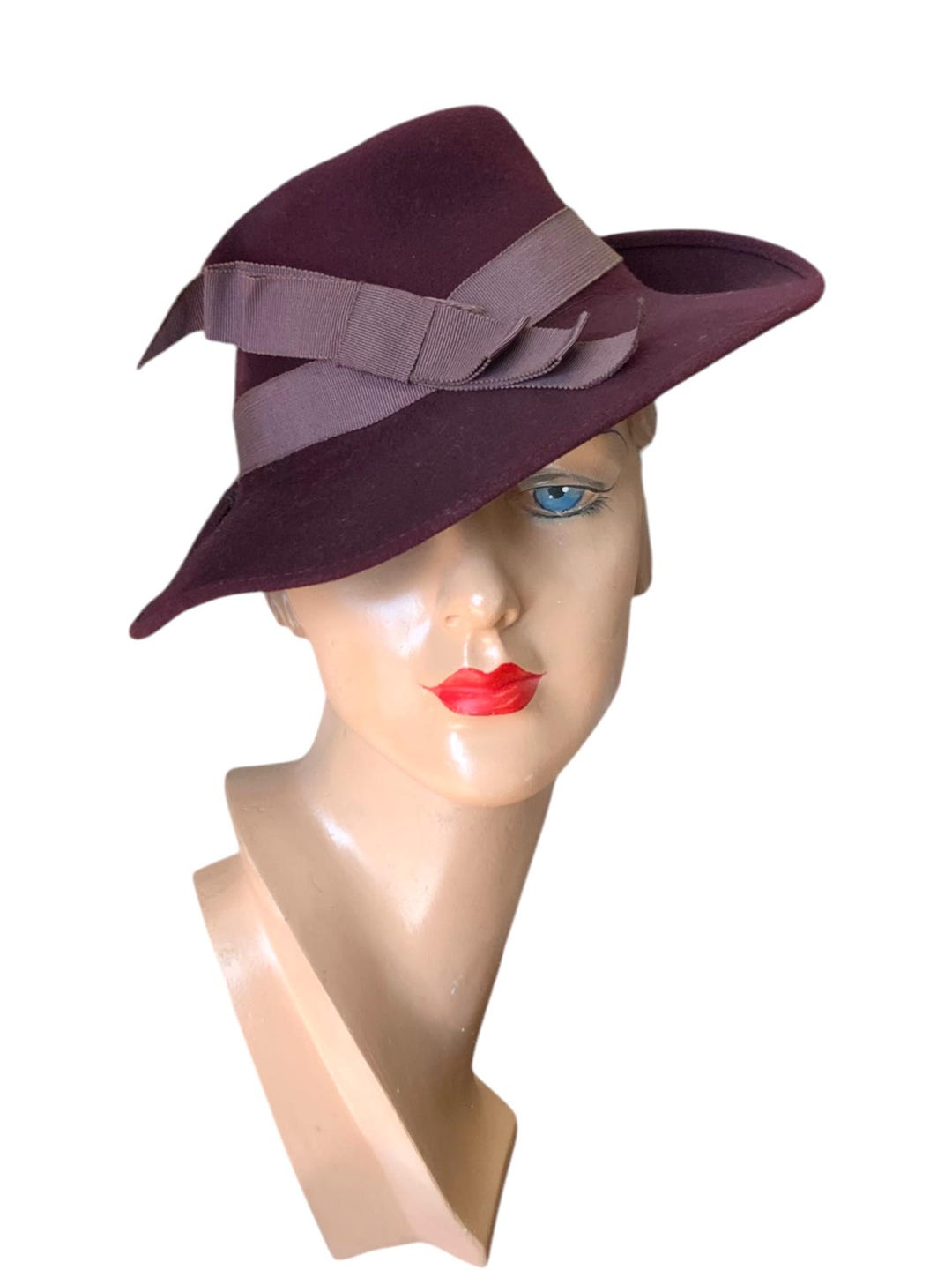 1940's Tilt Topper Fedora, in Burgundy Wool/felt. - Etsy