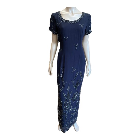 1970’s Richard Shops Beaded Navy Gown 36/38” bust, 32… - Gem