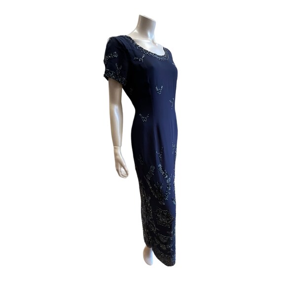 1970’s Richard Shops Beaded Navy Gown 36/38” bust, 32… - Gem