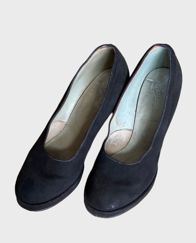 CC41 1940's Black Suede Court Shoes Size UK 4 - Etsy