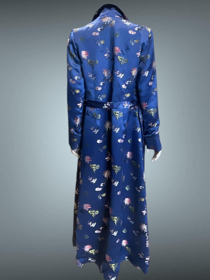 1950's Dark Blue Silk Chinese Robe, Dressing Gown Size 36/38” Bust ...