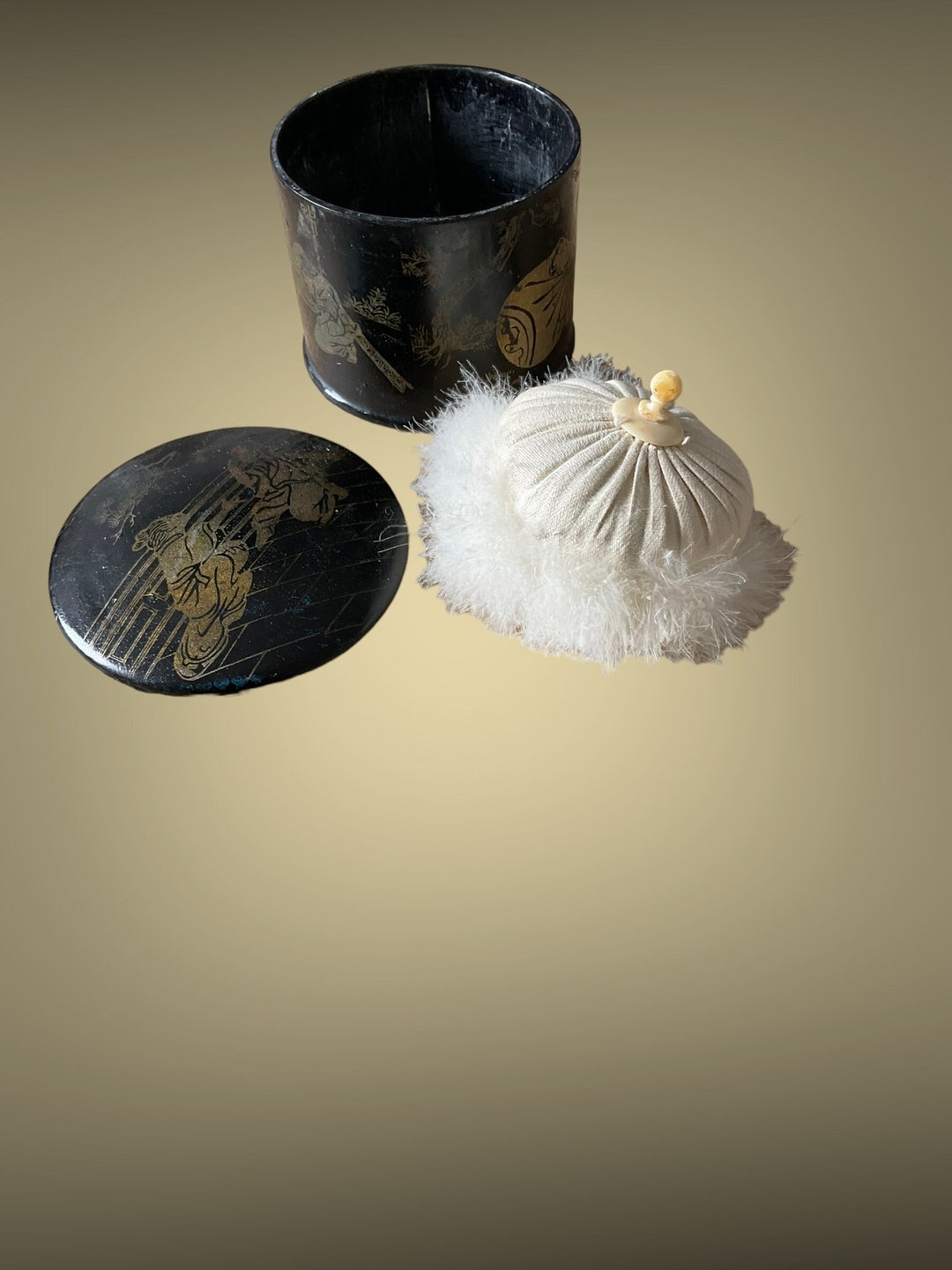 Art Deco 1920s Powder Pot With Swansdown Puff - Etsy