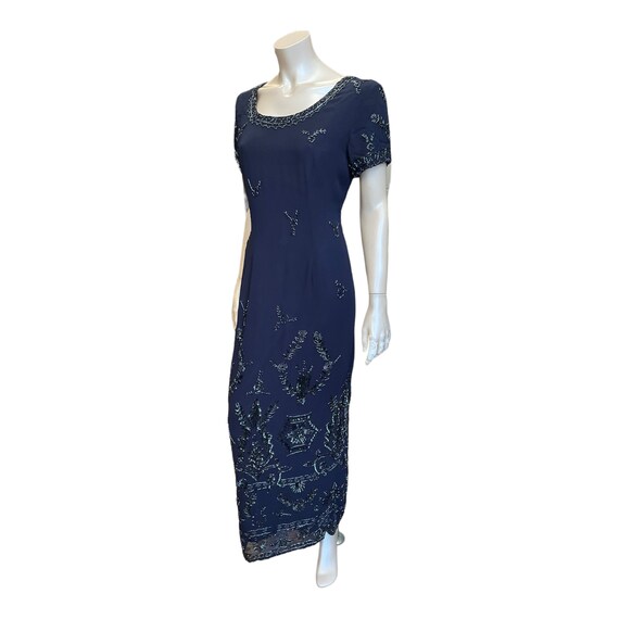 1970’s Richard Shops Beaded Navy Gown 36/38” bust, 32… - Gem