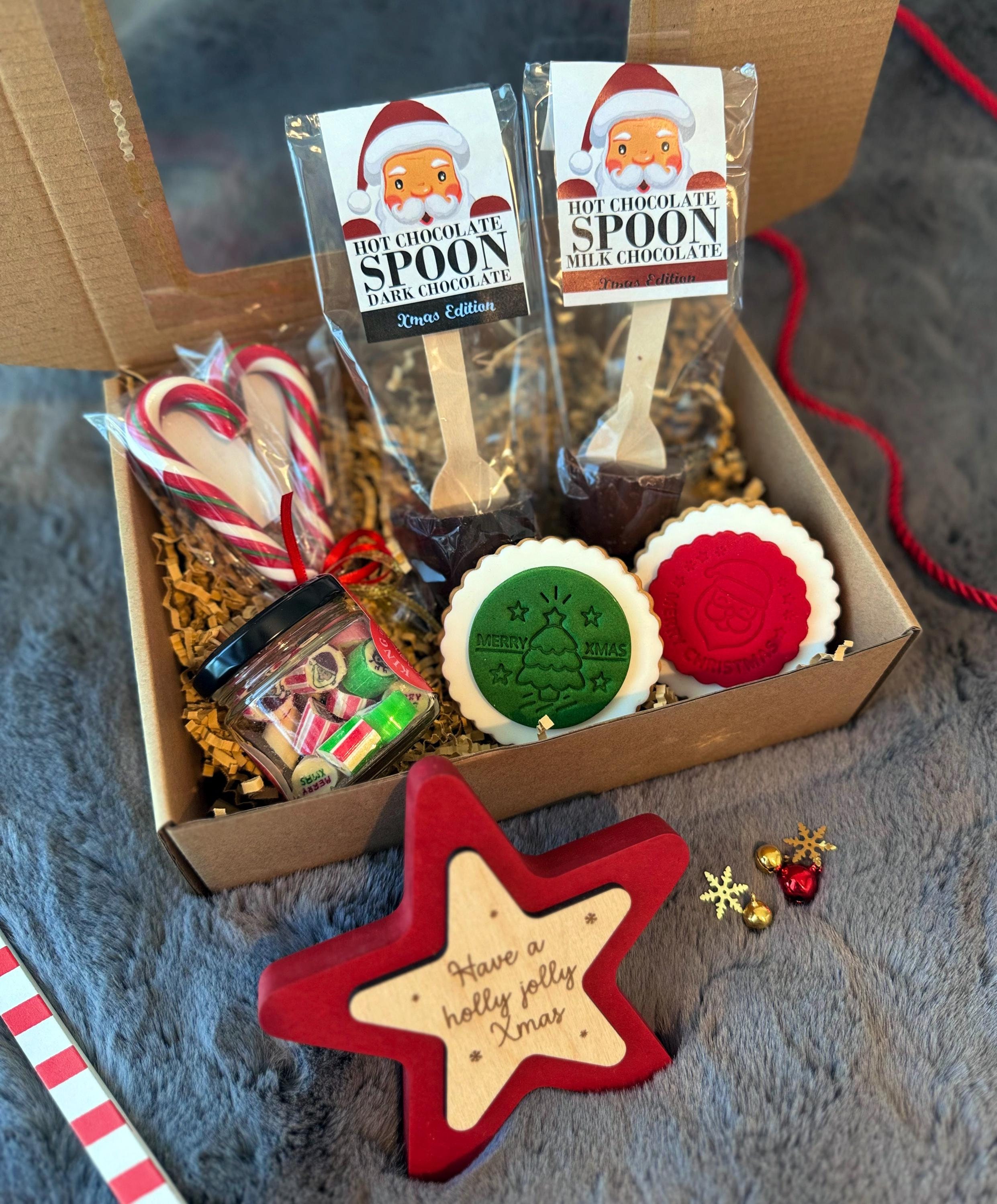 Christmas Gift Box With Star Charm, Candy Canes & Hot Cocoa Holiday ...