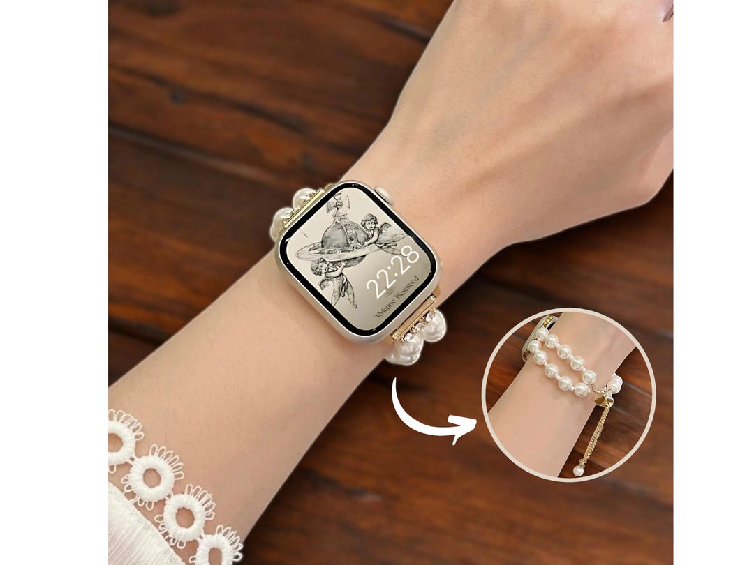 Pearl Apple Watch Band, Handmade Watch Strap for Women, Apple Watch ...