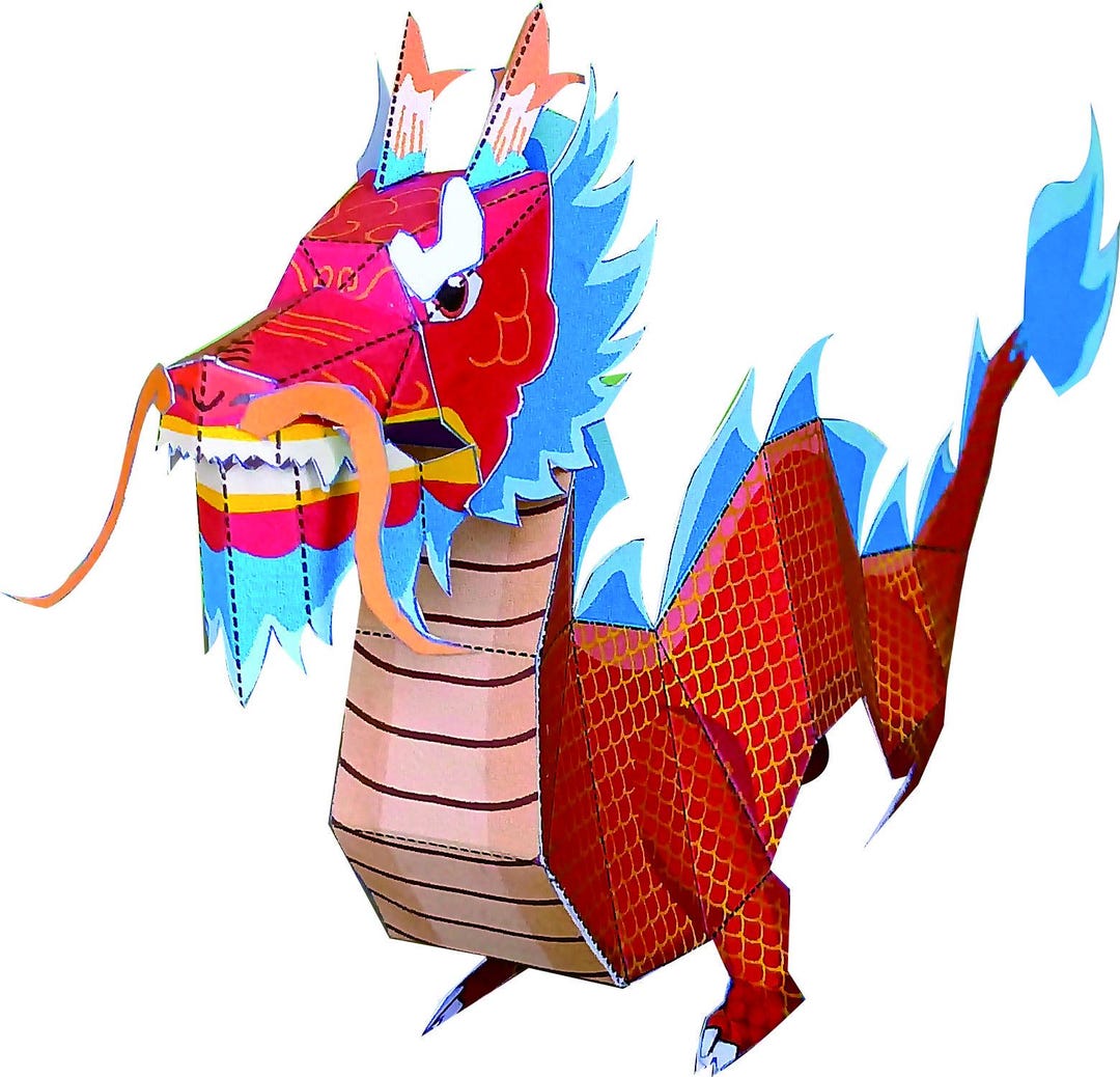 Chinese New Year Dragon Printable 3D DIY Paper Toy - Etsy