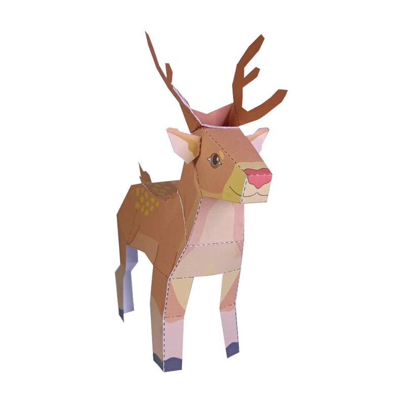 Reindeer Printable 3D DIY Paper Toy - Etsy