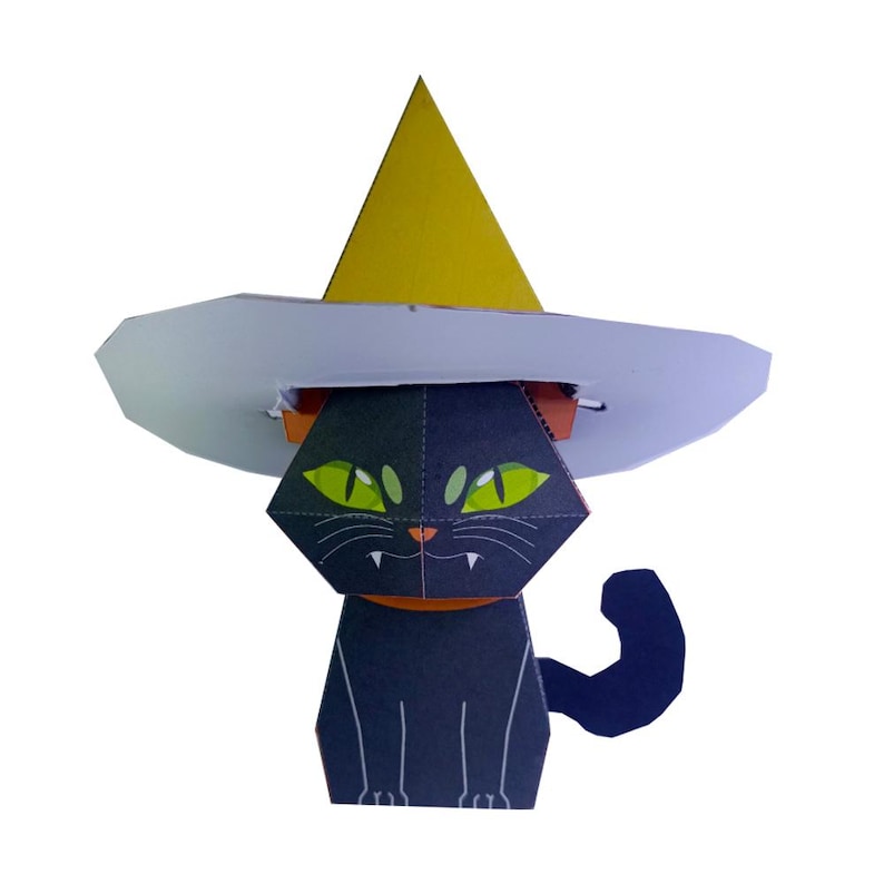 Halloween Black Cat Printable 3D DIY Paper Toy - Etsy