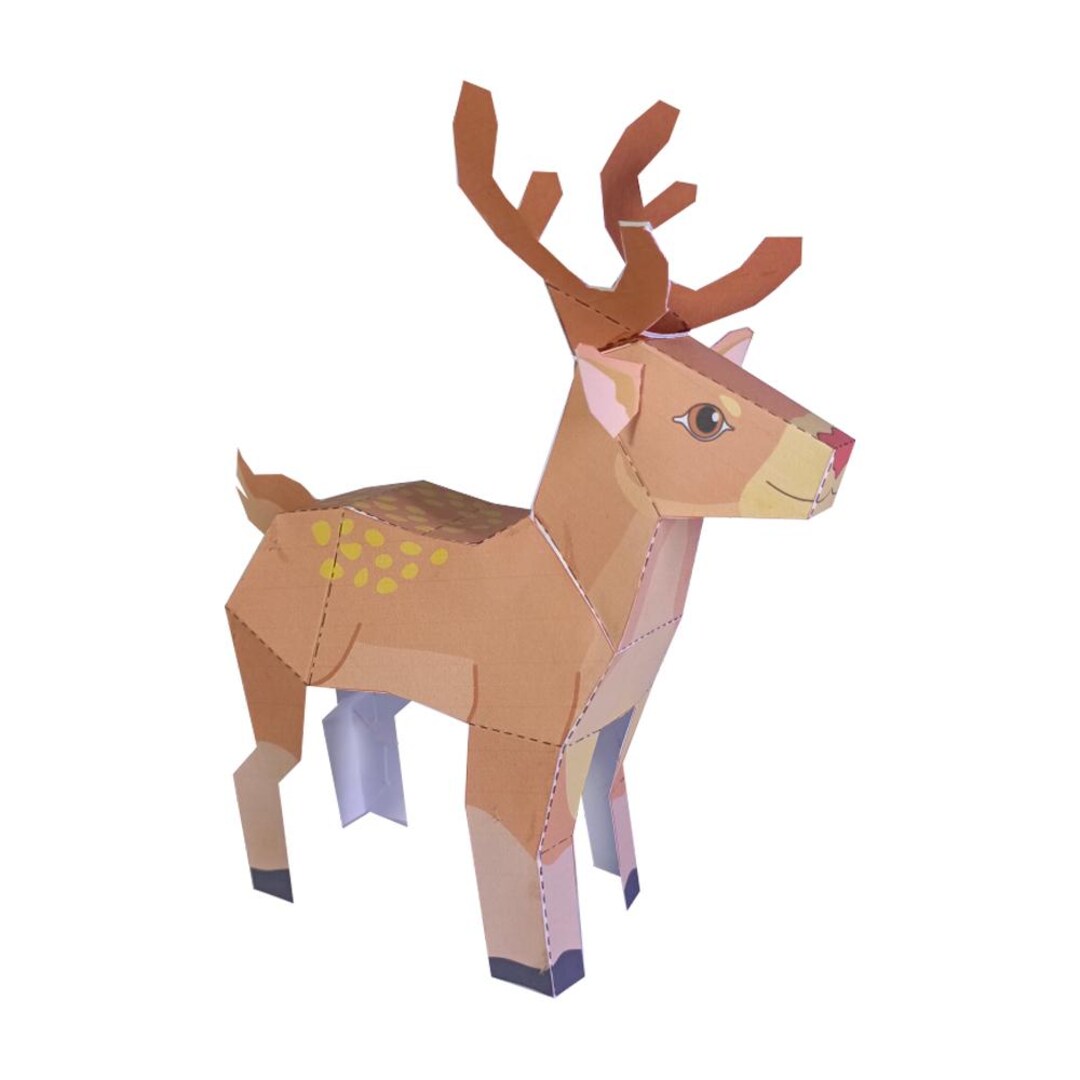 Reindeer Printable 3D DIY Paper Toy - Etsy