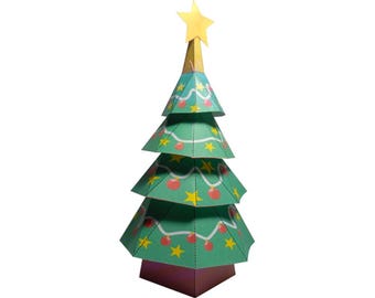 Christmas Tree, 3D Coloring Crafts, Printable Papercraft Kit, Paper Toy ...
