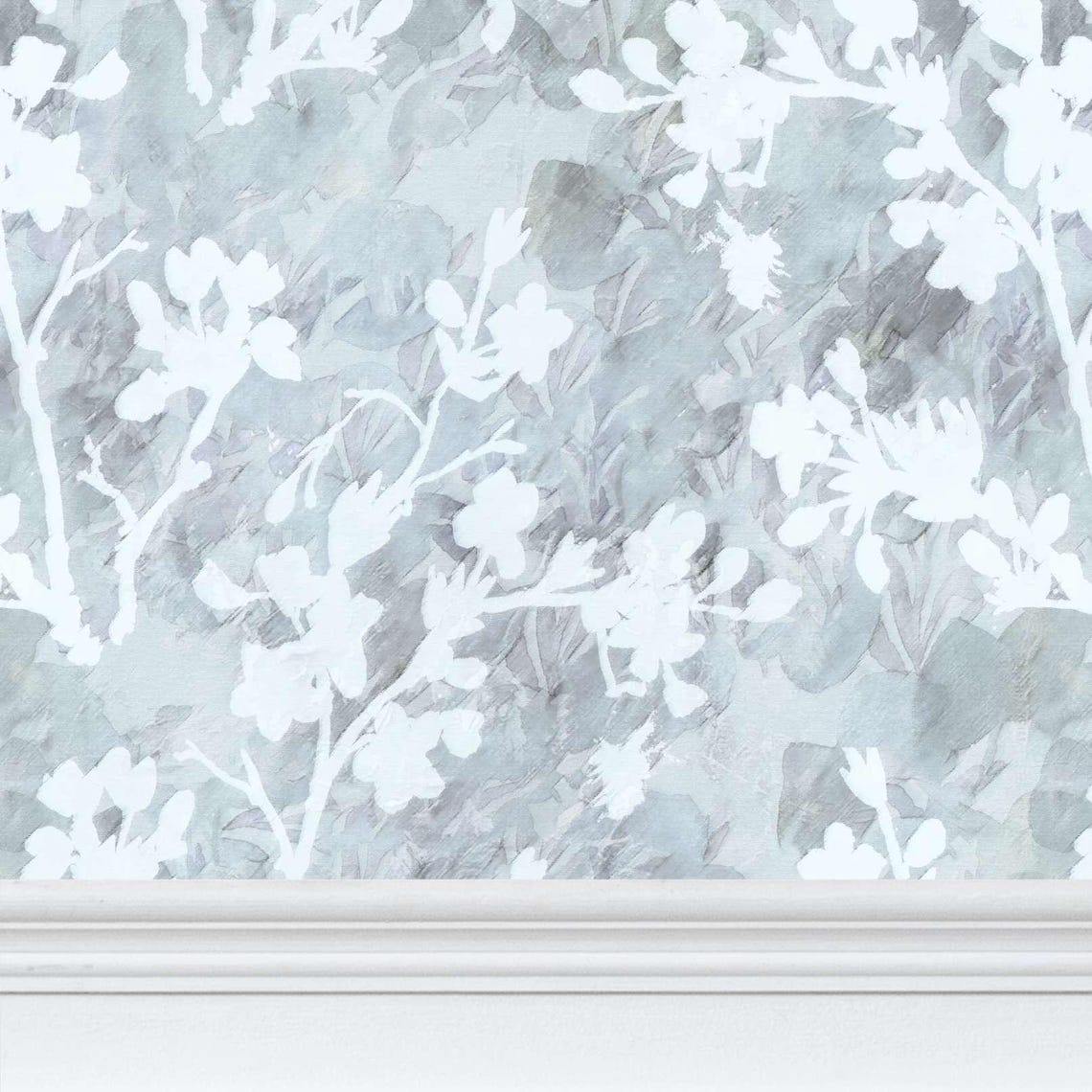 SAMPLE Grey and Blue Floral Wallpaper Called 'love in a Mist.' Textured ...