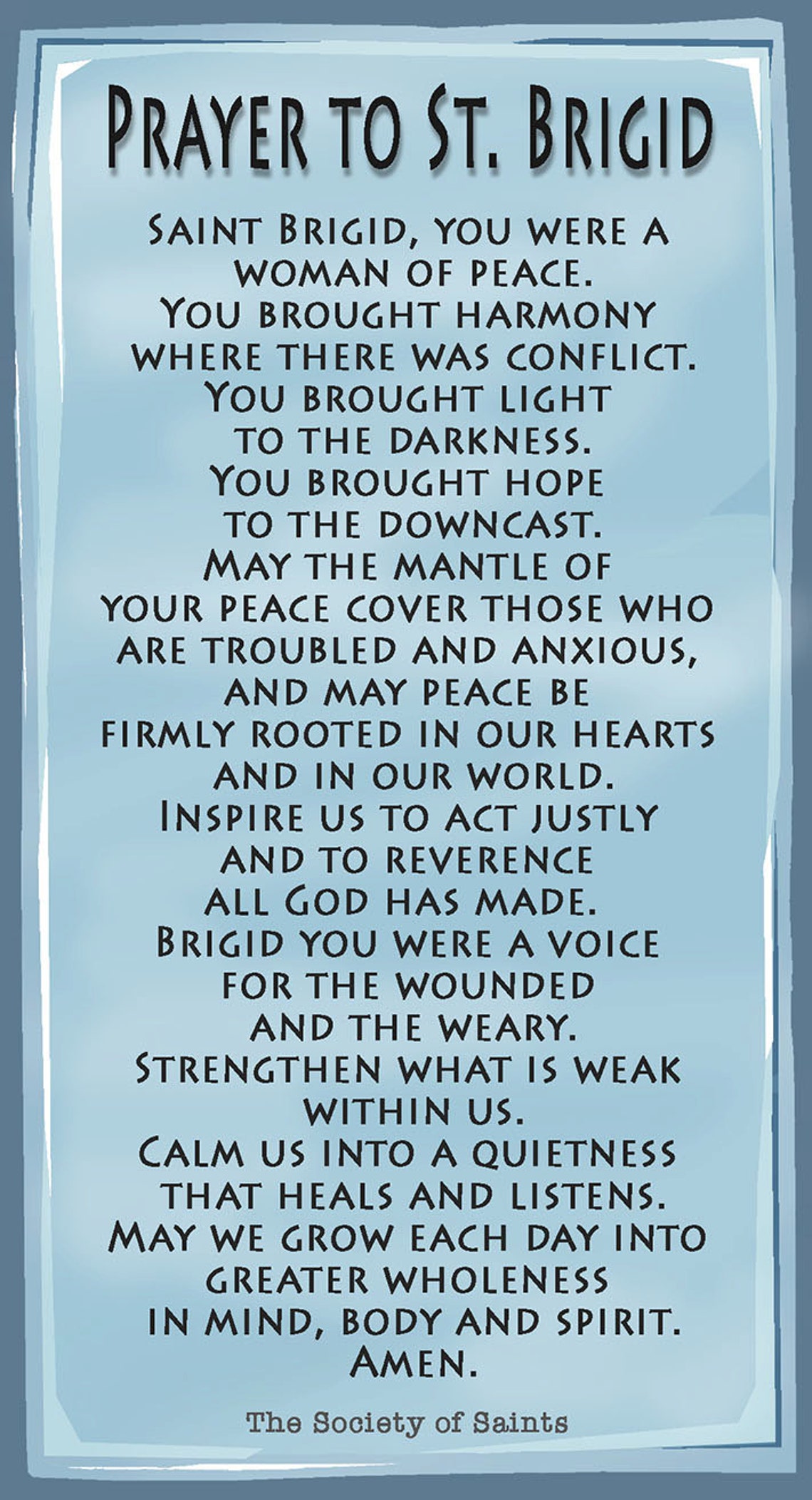 St. Brigid of Ireland Prayer Card Patron Saint of Ireland | Etsy