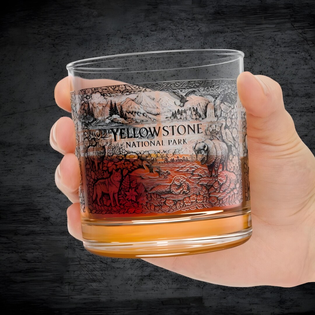 Yellowstone National Park Whiskey Glasses, Bourbon Gifts, Custom Rocks ...