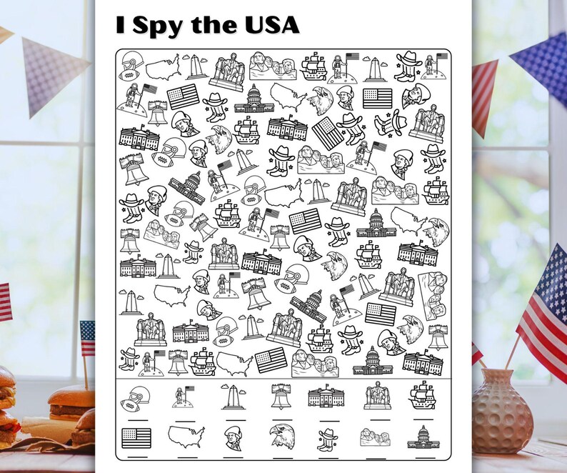 Printable I Spy the 4th of July Activity, Independence Day Coloring ...