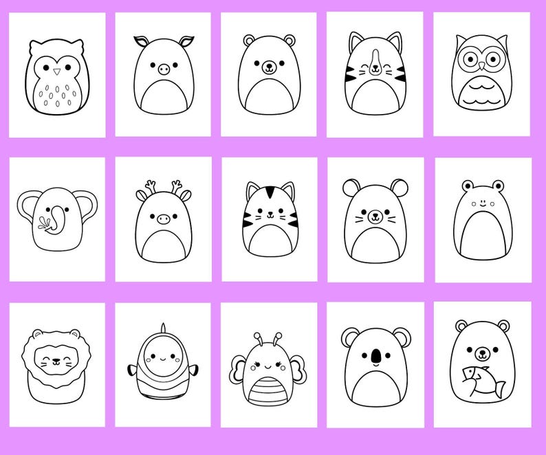 Download&print Squishmallow Animals and Food Coloring Pages, Squishie ...