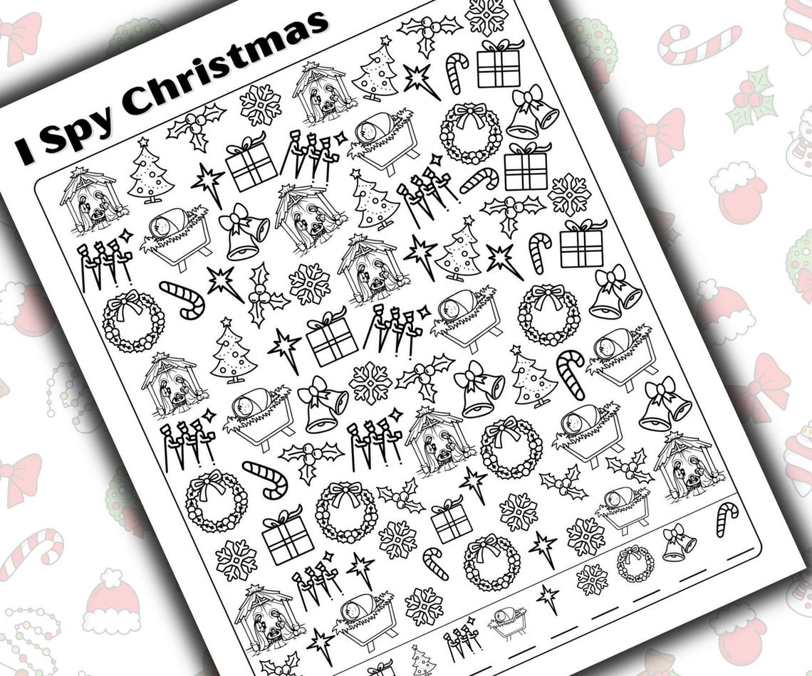 I Spy Christmas Activity Sheet, Christmas Coloring Page, Christmas ...